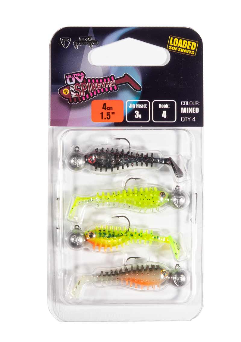 Fox Rage Ultra UV Micro Spikey Fry Loaded Soft Jig Bait Lure 4cm 3g ...