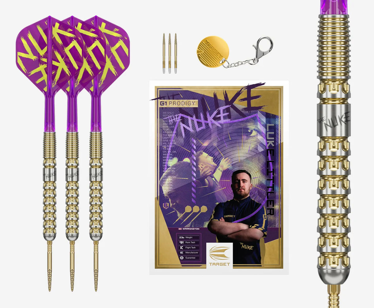 Target Darts Luke The Nuke Littler 23g G1 Prodigy SP Darts Box Set ...